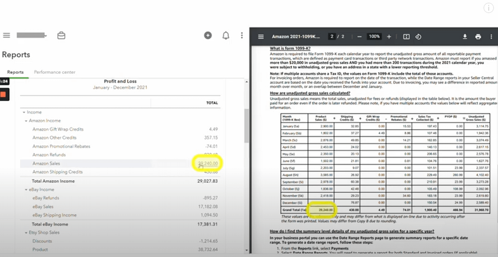 How To Match Your Amazon 1099-K To Your Profit & Loss Report - Small ...